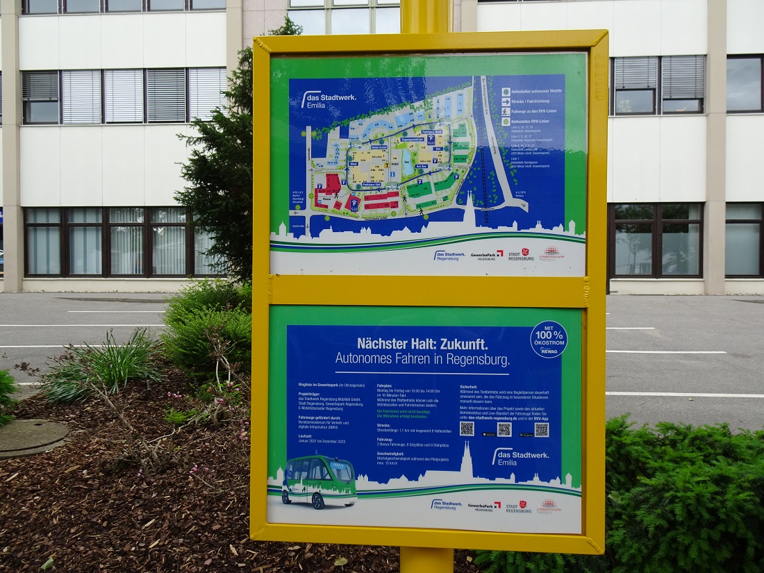 "Emilia" - autonomer Bus im Gewerbepark Regensburg - >>> Regensburger Busse